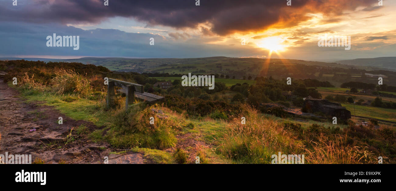Sunset over Norland moor, Halifax , West Yorkshire Stock Photo - Alamy