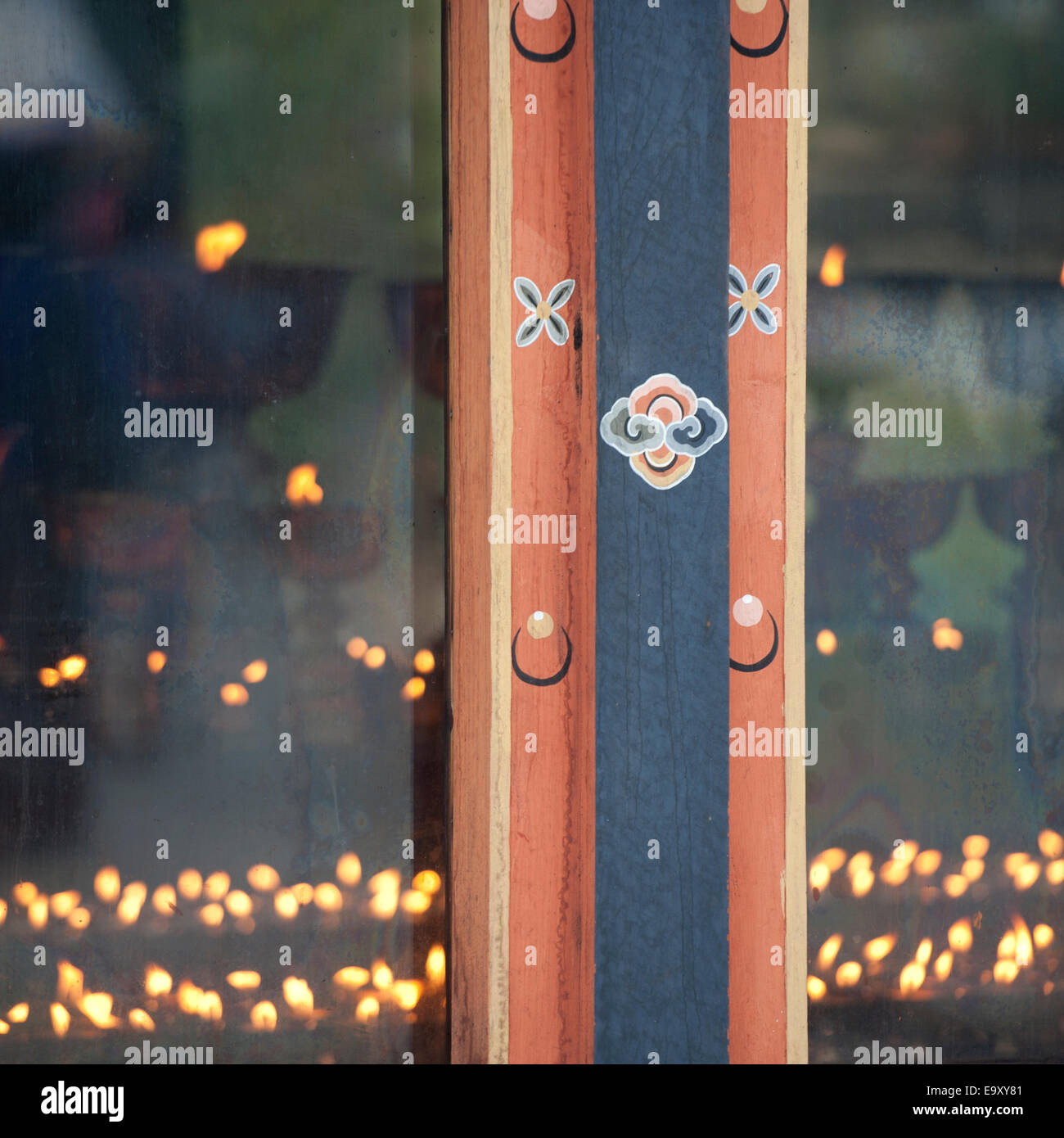 Painted exterior at the National Memorial Chortan in Bhutan, Asia Stock ...