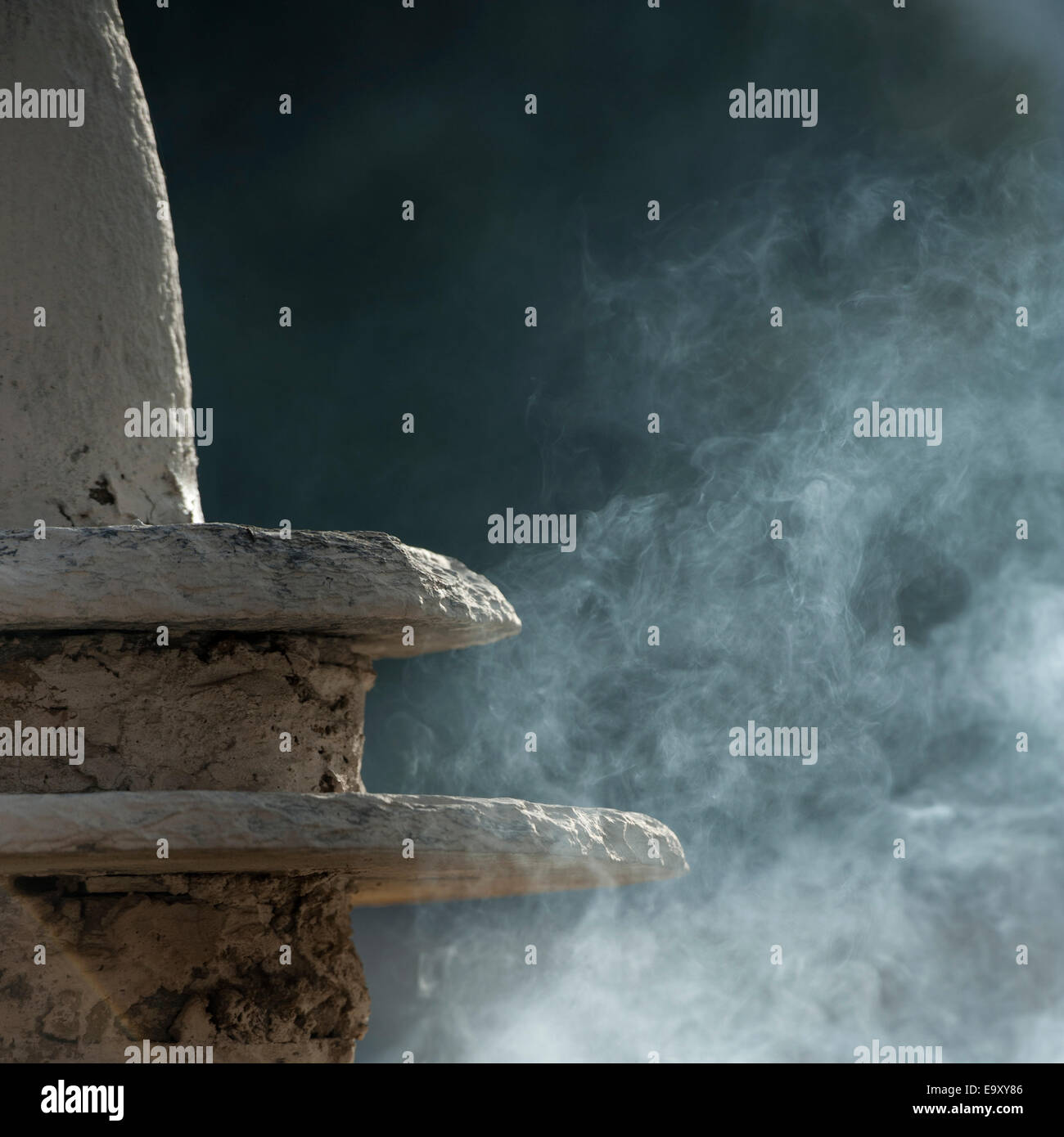 Mist of incense at the National Memorial Chortan in Thimphu, Bhutan ...