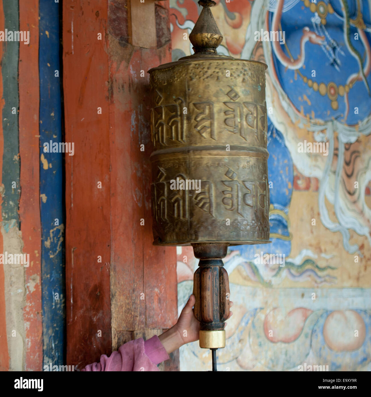 Hand prayer wheel at Gangte Goemba Monastery, Phobjikha Valley Stock ...