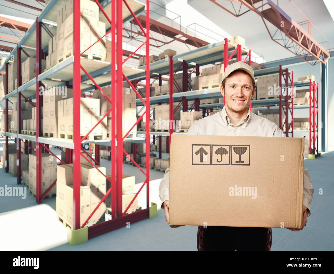 worker in a classic warehouse Stock Photo - Alamy