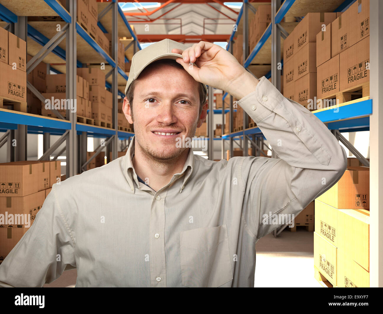 worker in a classic warehouse Stock Photo - Alamy
