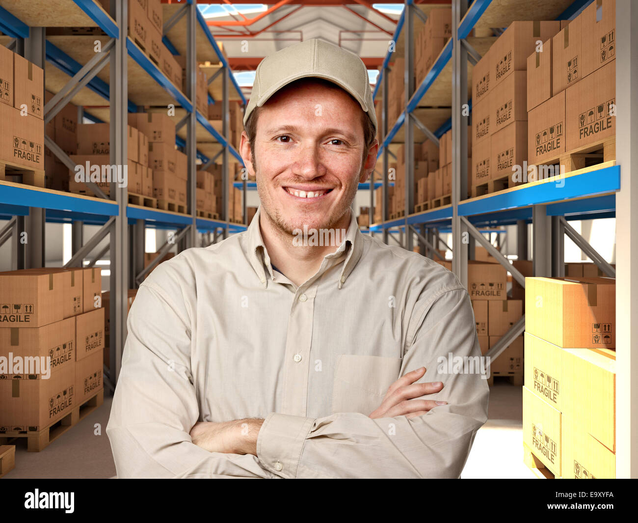 worker in a classic warehouse Stock Photo - Alamy