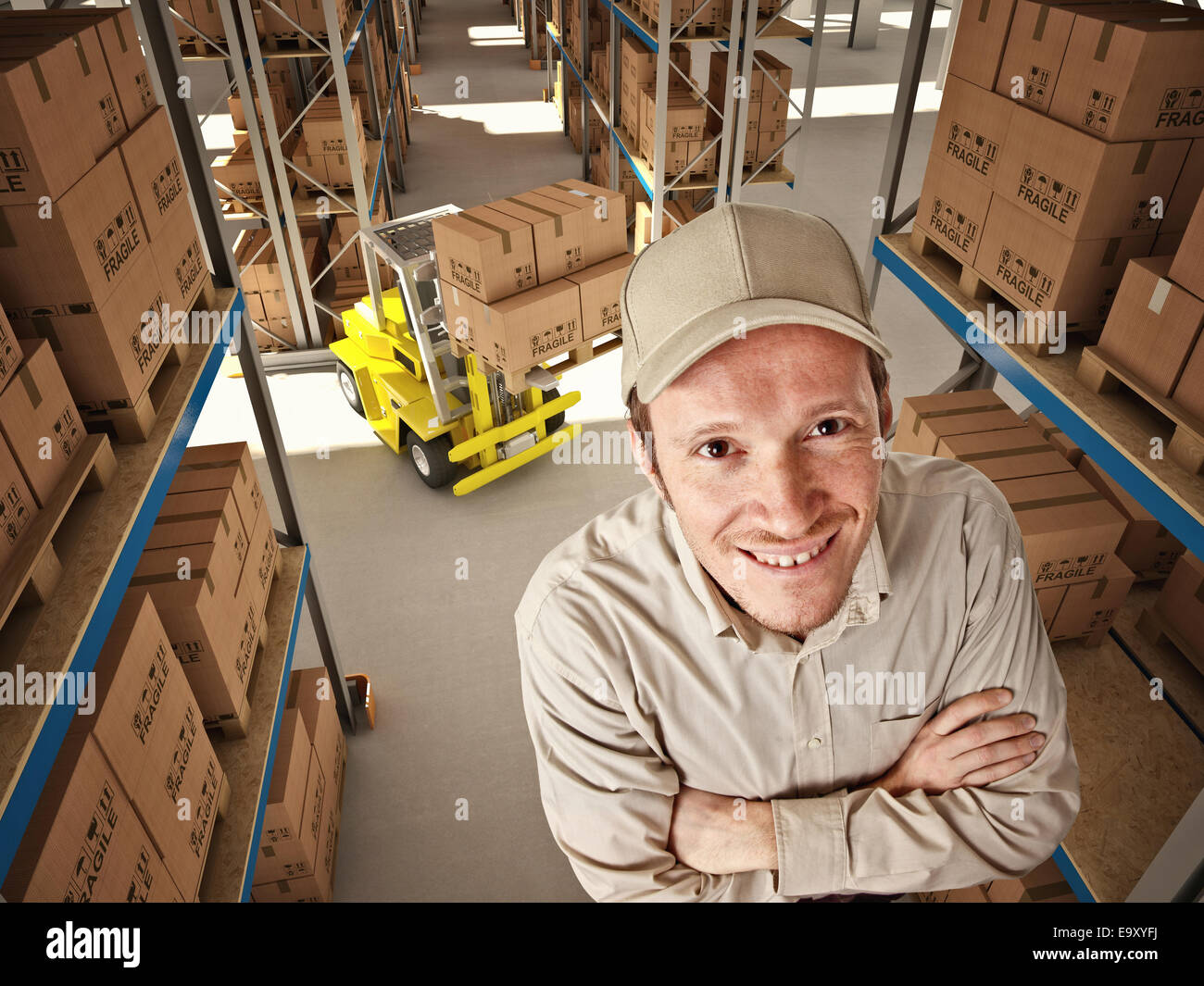worker in a classic warehouse Stock Photo - Alamy