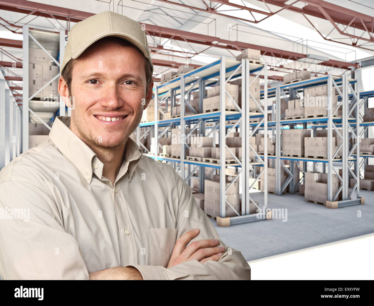 worker in a classic warehouse Stock Photo - Alamy