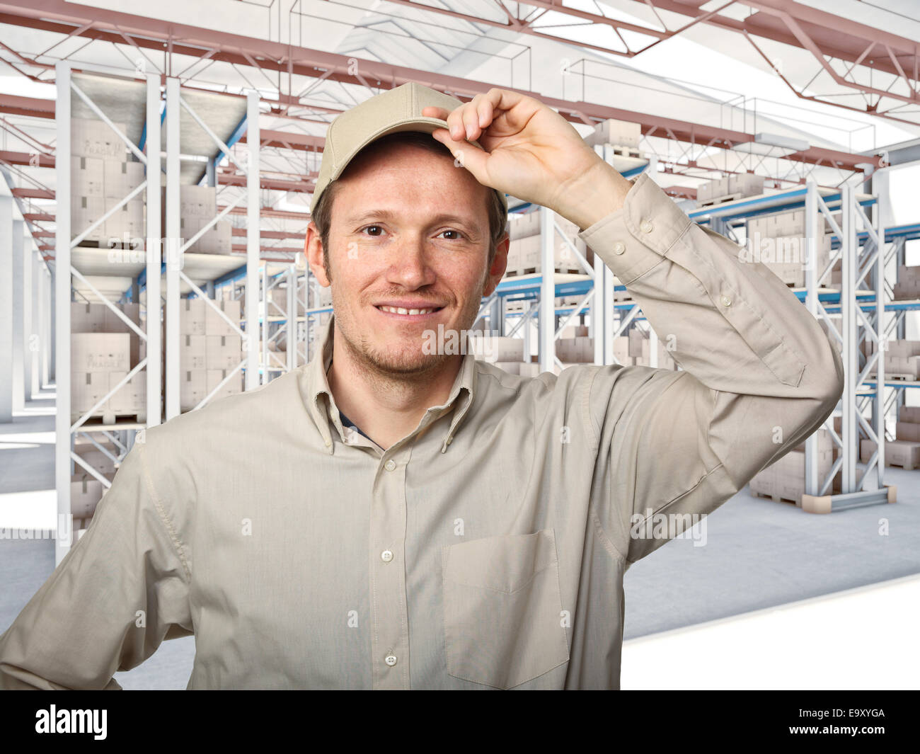 worker in a classic warehouse Stock Photo - Alamy