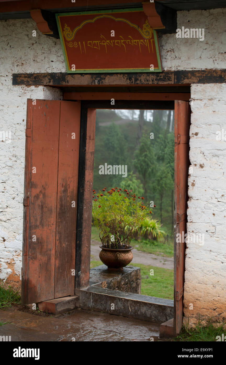 Doorway of Talo Monastery, Punakha Valley, Punakha District, Bhutan ...