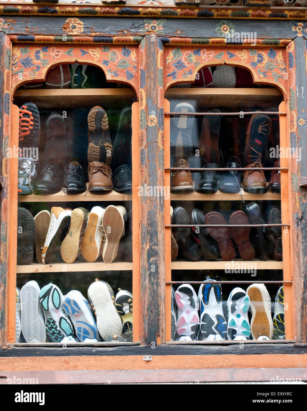 Window display at a shoe store, Bhutan Stock Photo - Alamy