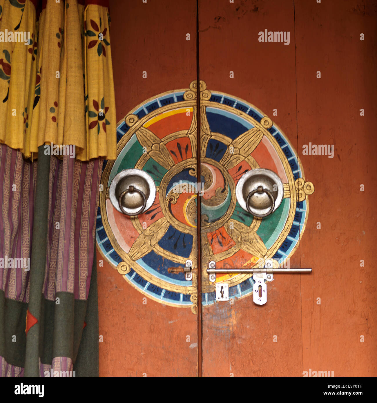Closed door of a temple, Tango Monastery, Thimphu, Bhutan Stock Photo ...