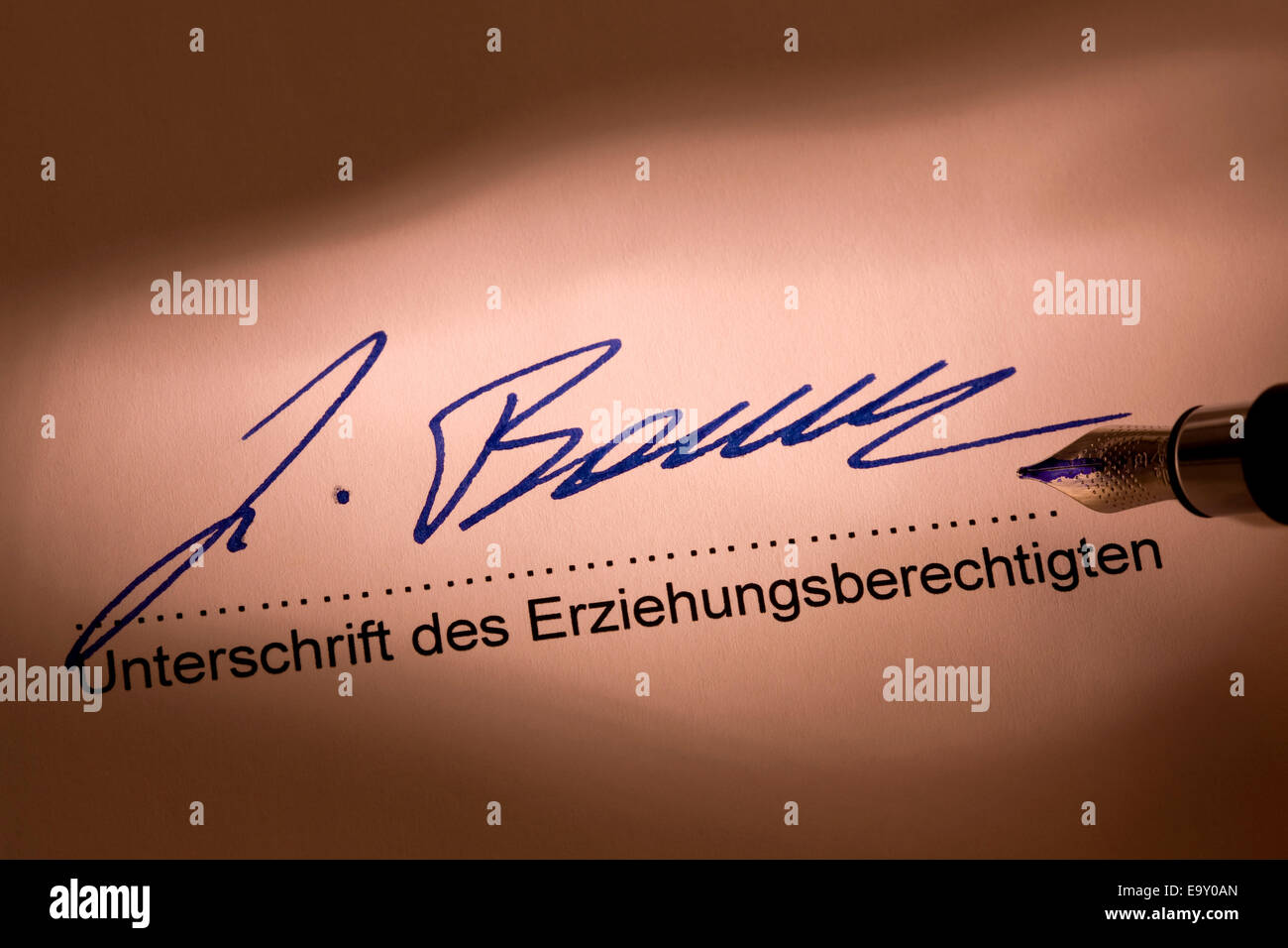 Handwritten signature an official document of the school Stock Photo ...