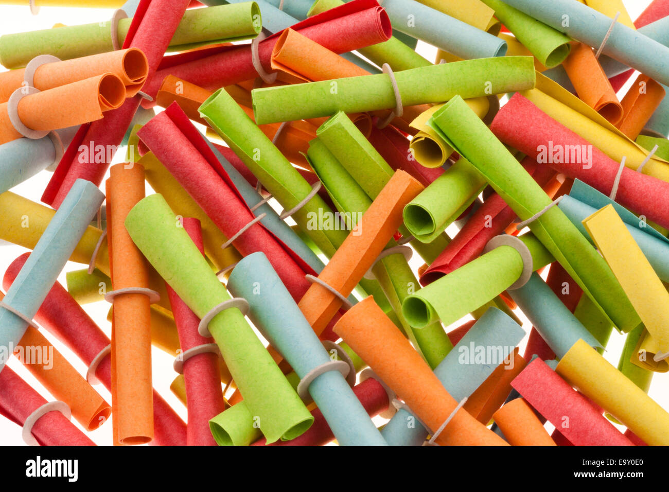 Lots of colorful Chinese lucky tickets are lying in a muddle Stock ...