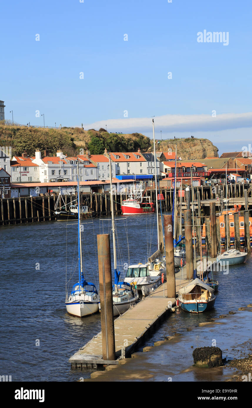 View of harbour and town from Bridge Street, Whitby, North Yorkshire ...