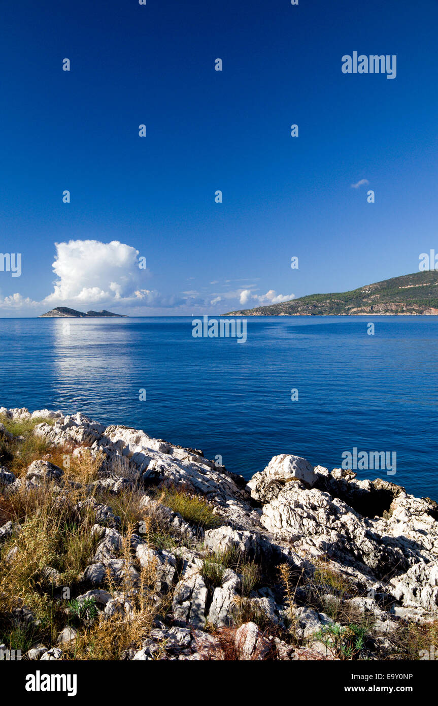 Kalkan Bay and Snake and Mouse Islands, Kalkan, Lycian Coast, Turkey ...