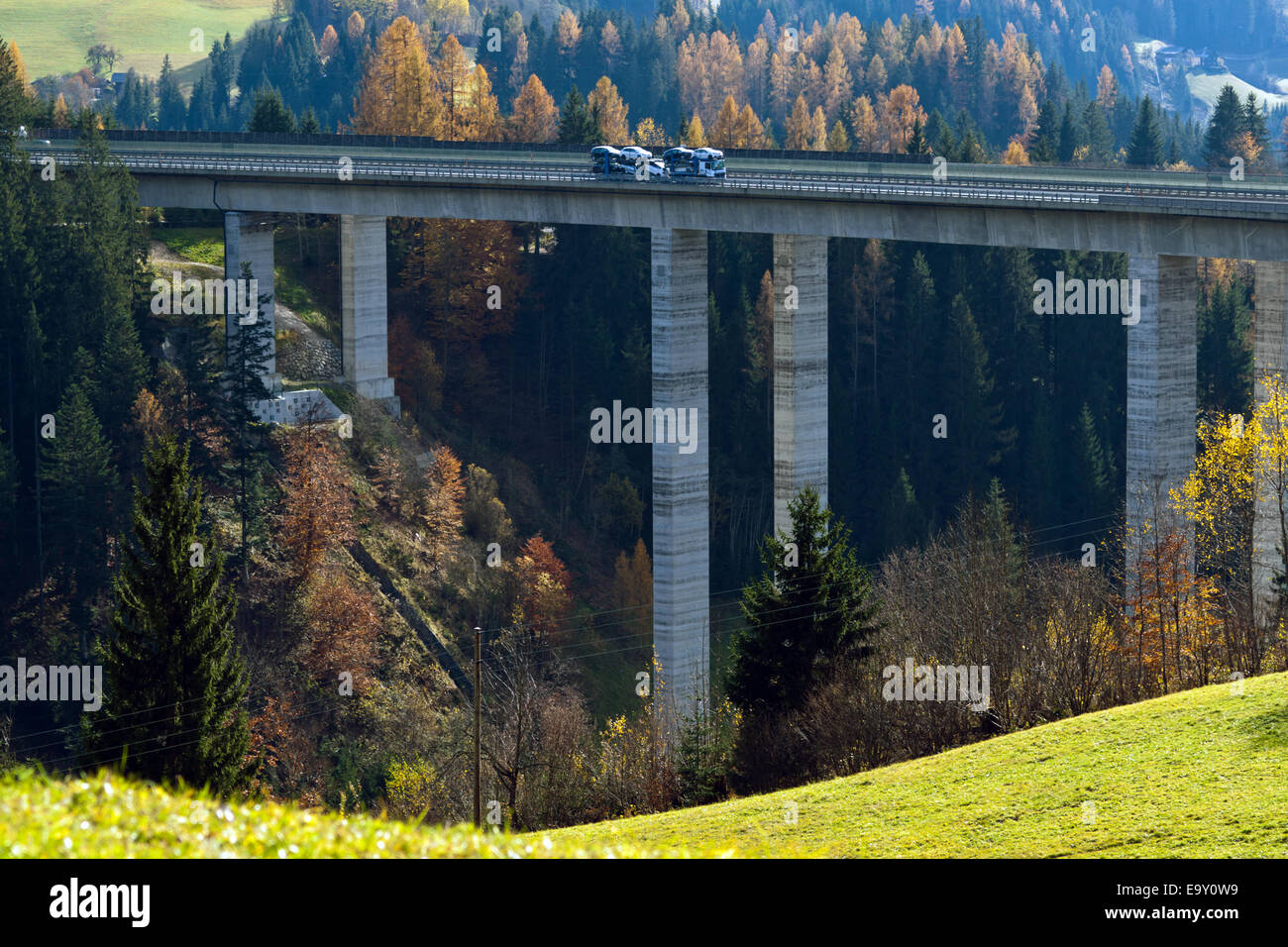 A high freeway bridge of the Tauern motorway in Austria Stock Photo - Alamy