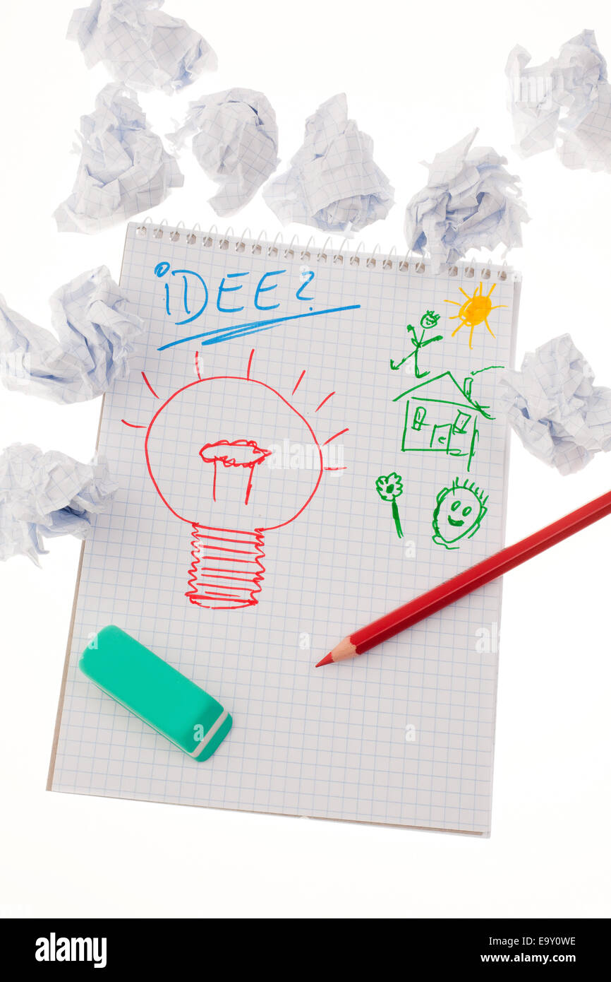 Bulb on drawing as a symbol of new ideas Stock Photo - Alamy