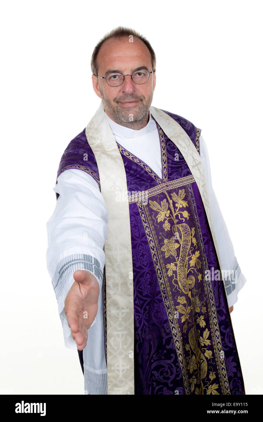 Priest catholic church shake hands hi-res stock photography and images ...