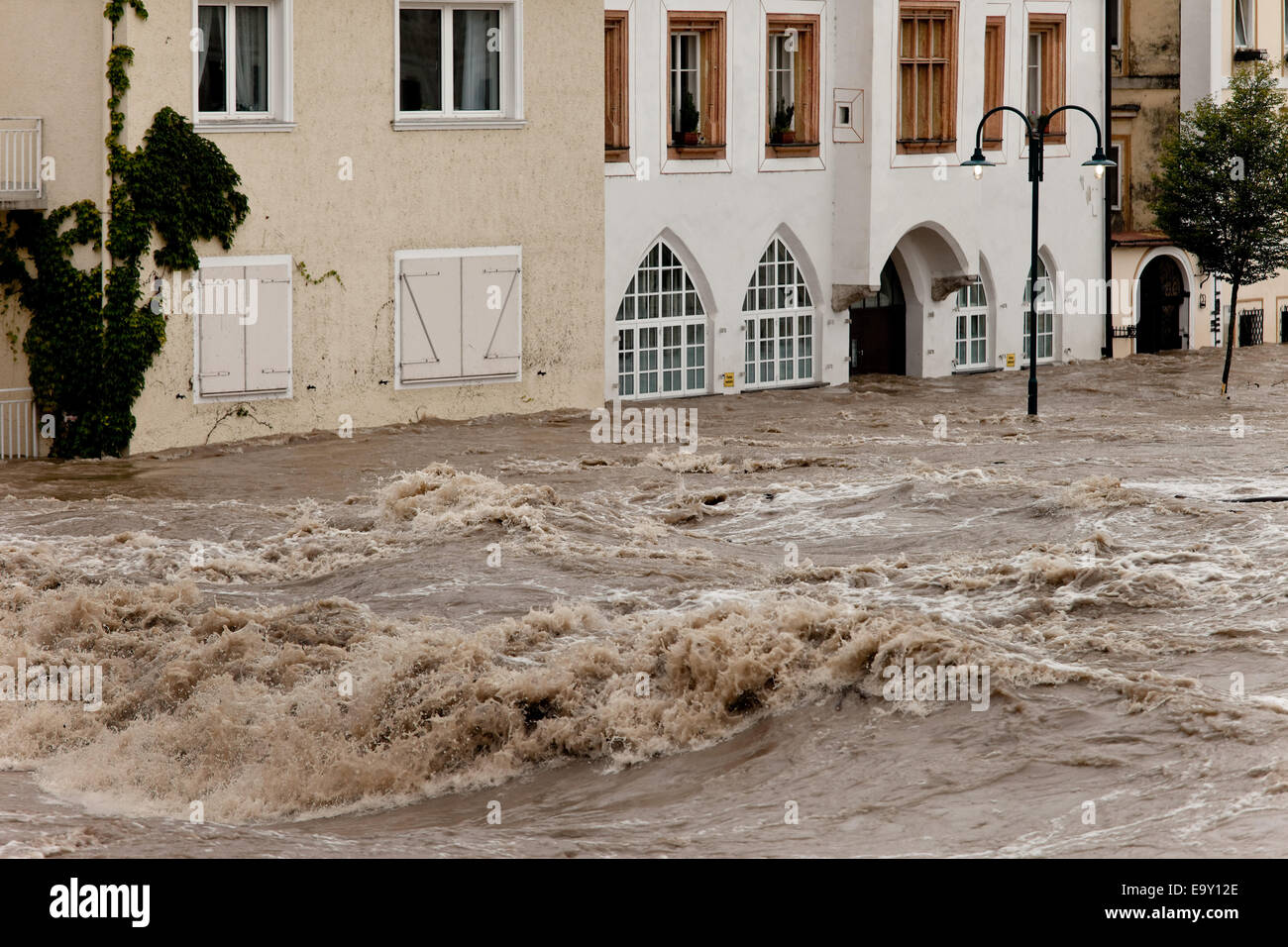 Flood and flooding of streets in Steyr, Austria Stock Photo - Alamy