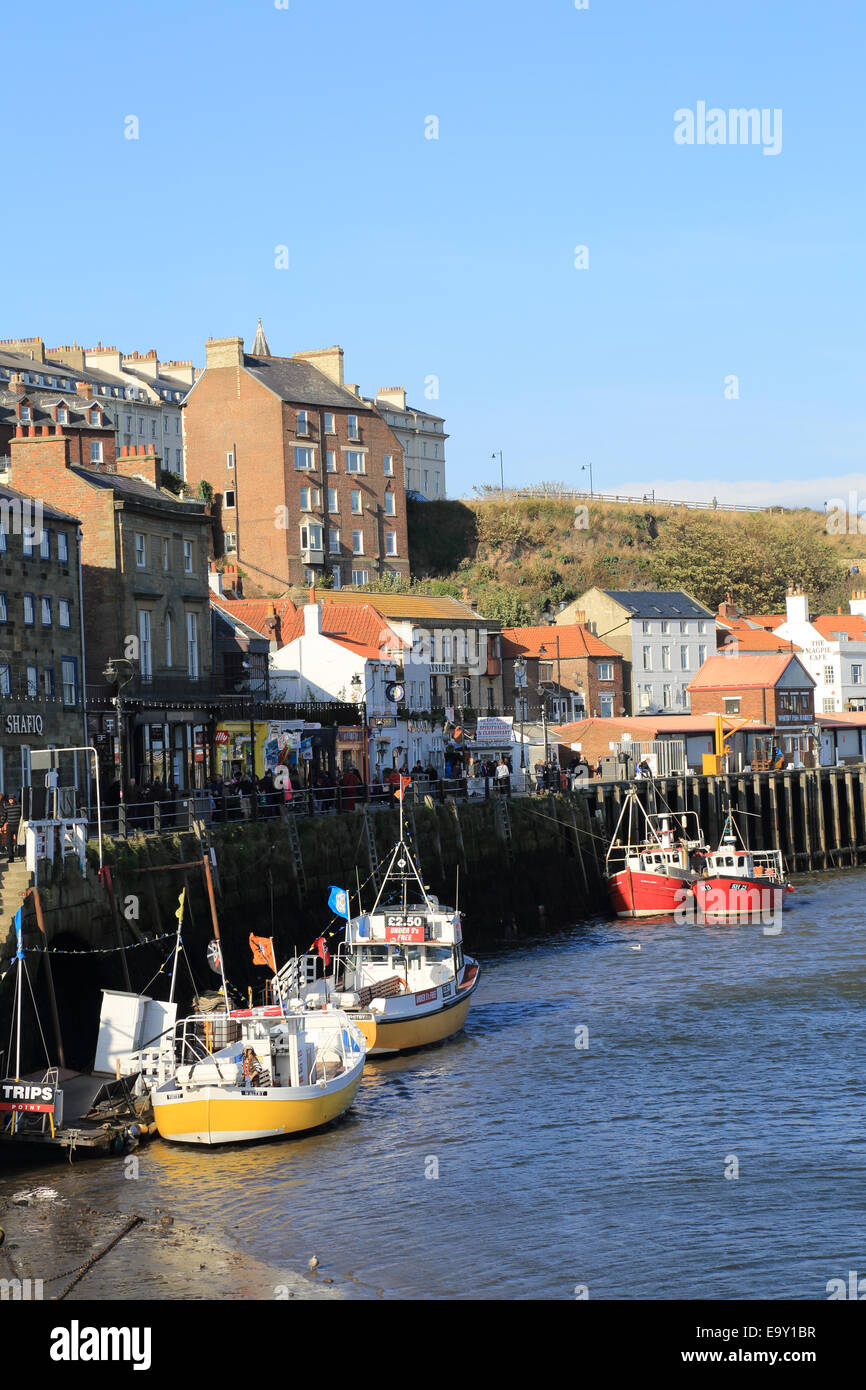 View of harbour and town from Bridge Street, Whitby, North Yorkshire ...
