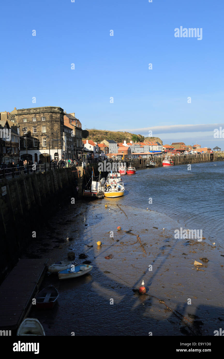 View of harbour and town from Bridge Street, Whitby, North Yorkshire ...