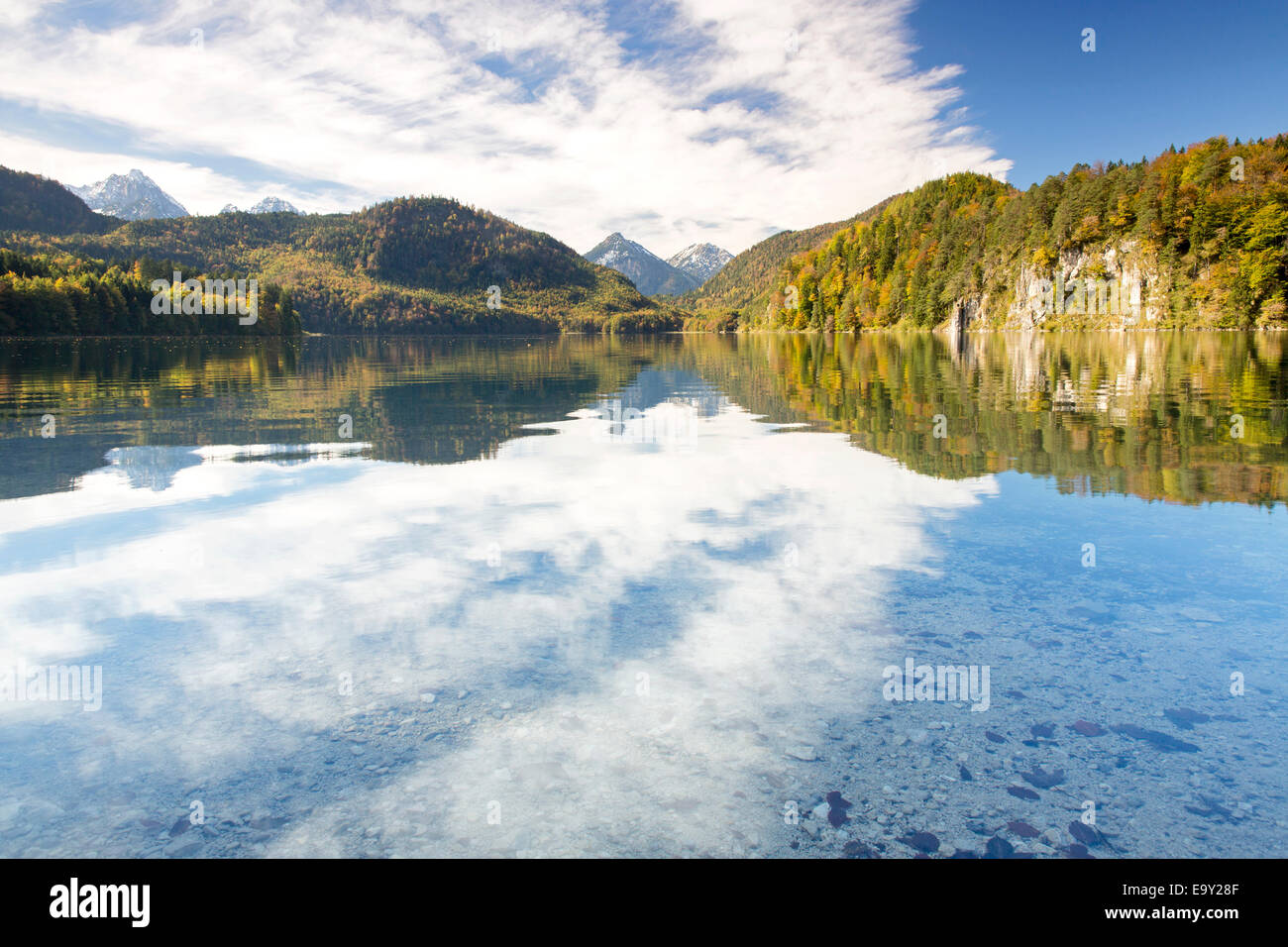 Alpsee lake in autumn, Füssen, East Allgäu, Bavaria, Germany Stock ...