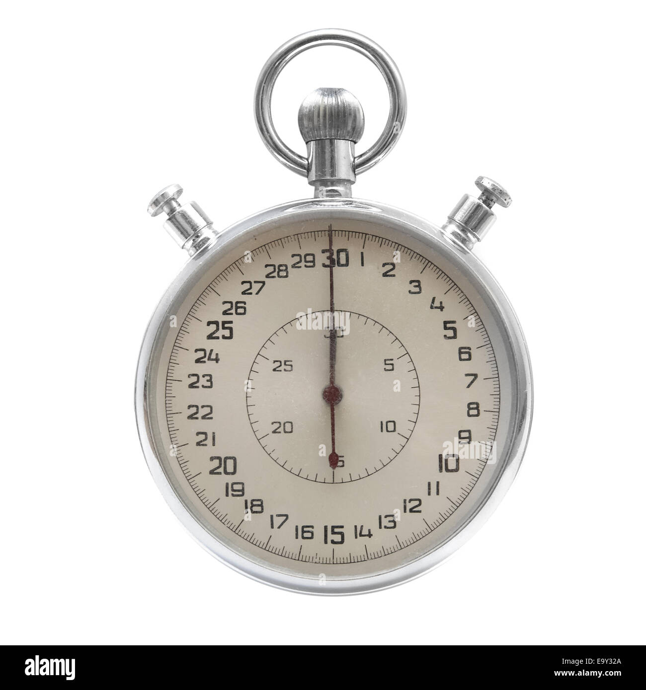 Silver metallic stopwatch isolated on white background Stock Photo - Alamy