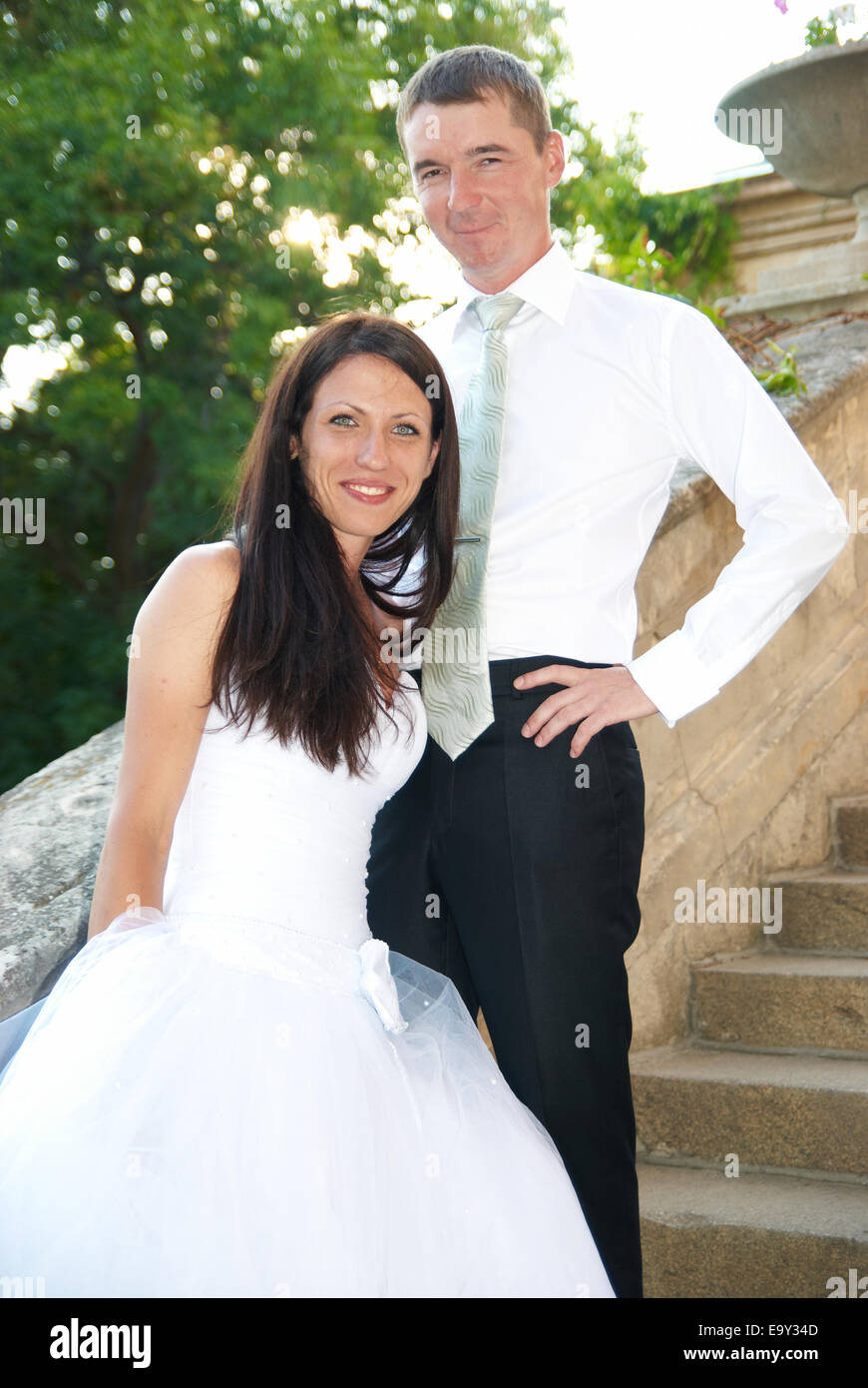 Beautiful wedding couple- bride and groom. Just married Stock Photo - Alamy