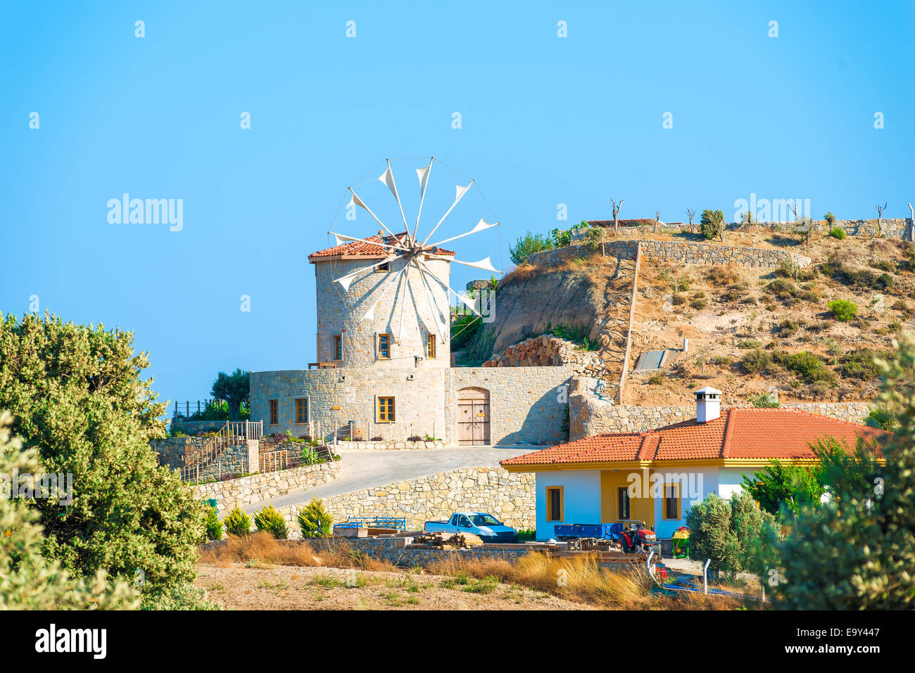 stone windmill in old style Stock Photo - Alamy