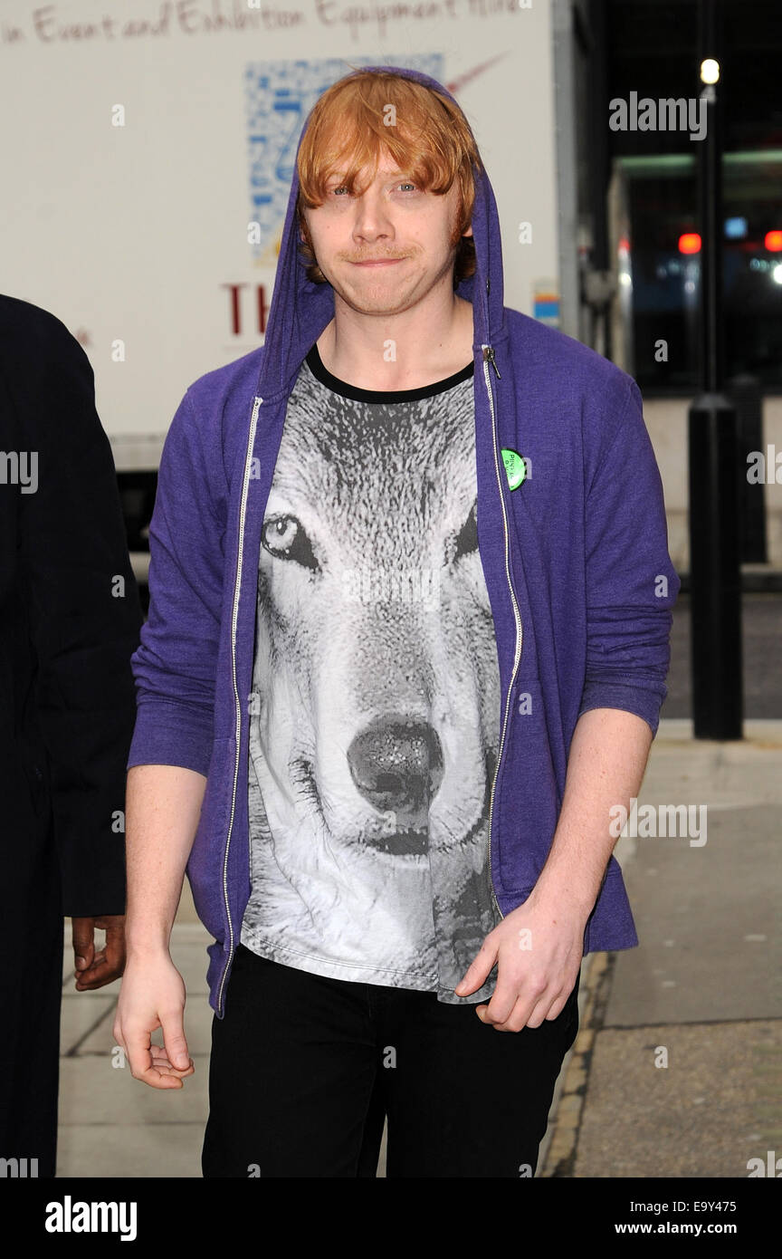 Rupert Grint leaving the BBC Radio 2 studios Featuring: Rupert Grint ...