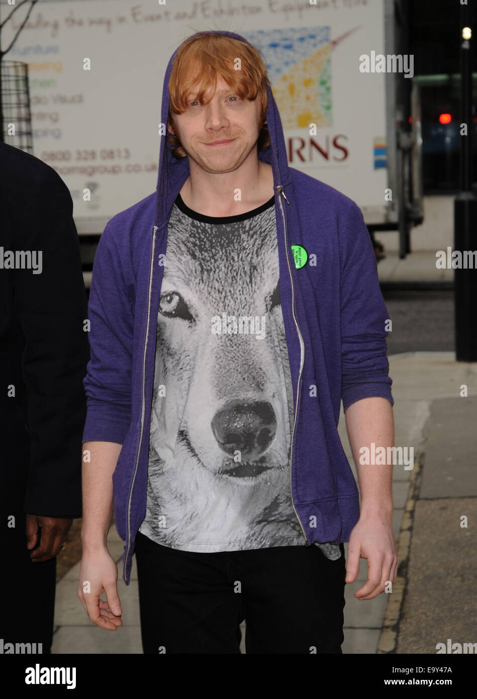 Rupert Grint leaving the BBC Radio 2 studios Featuring: Rupert Grint ...