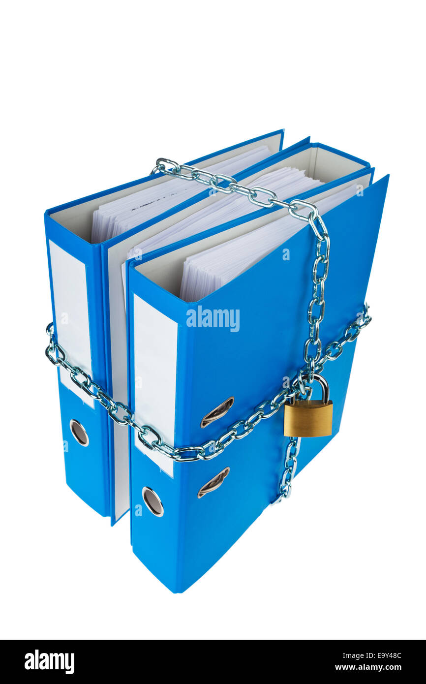 A file folder locked with chain and padlock. Privacy and data security ...