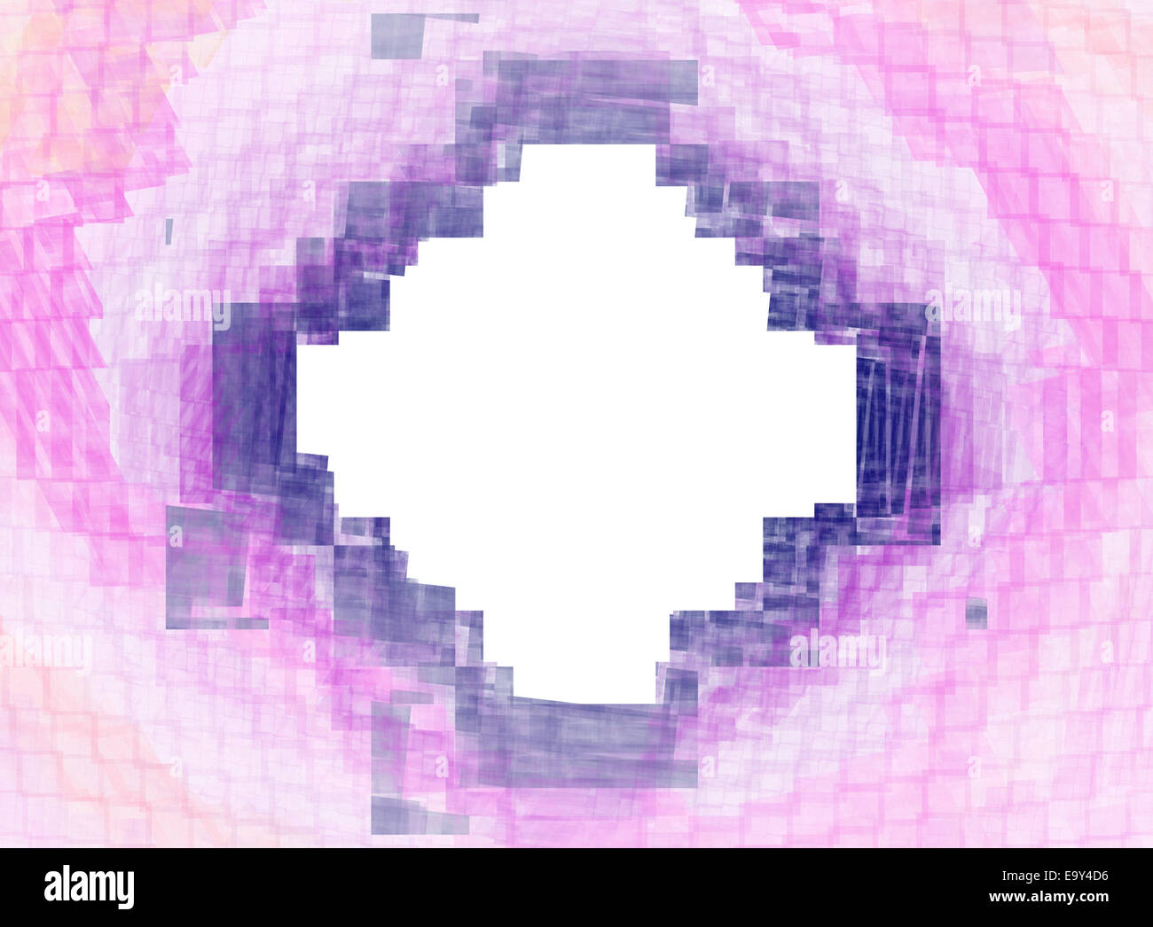 Blue-violet rhombus on a white background. Fractal textured frame in ...