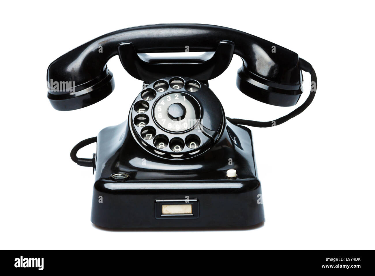 An old landline telephone. Phone on a white background Stock Photo - Alamy