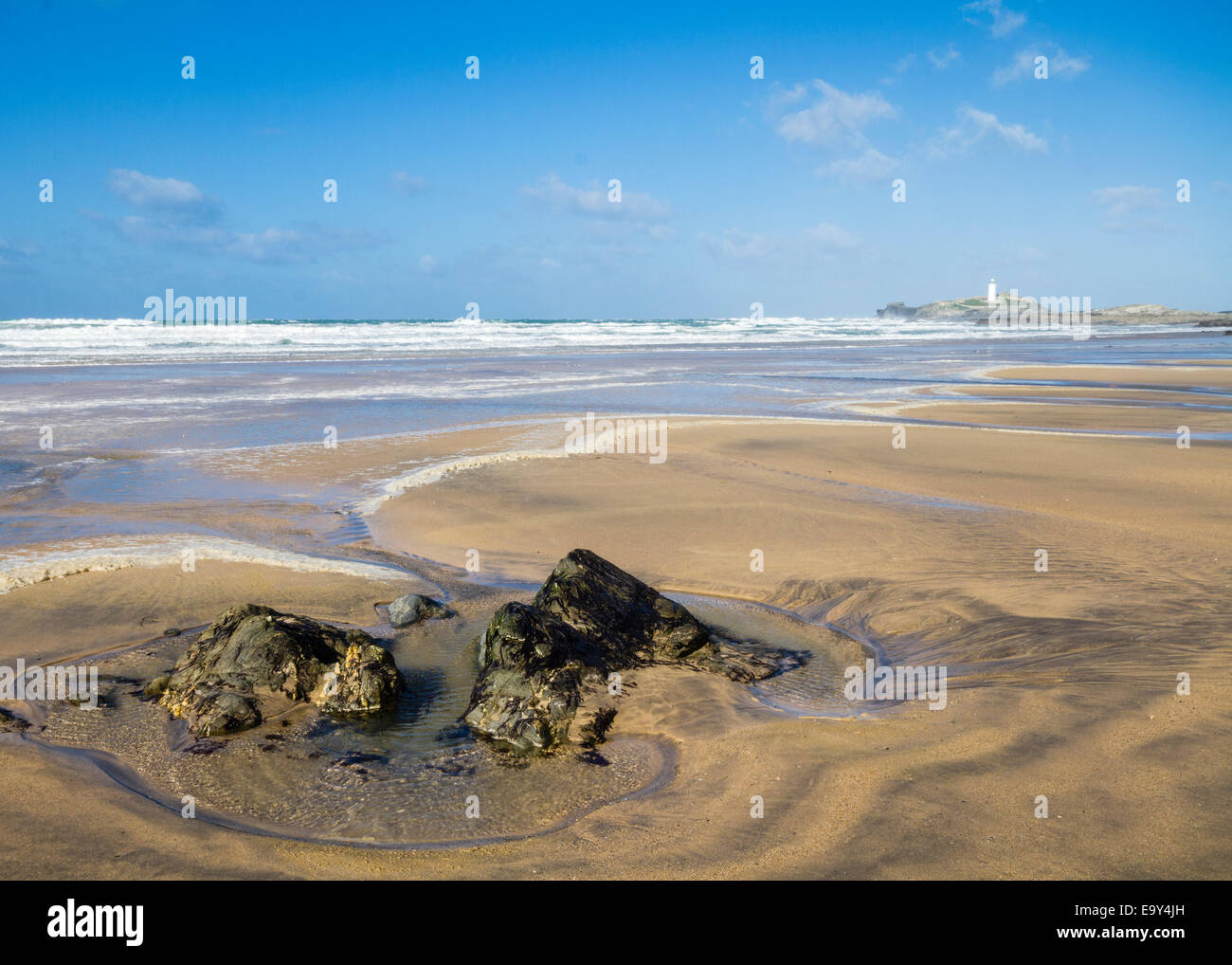 Godrevy Lighthouse on the coast of cornwall Stock Photo - Alamy