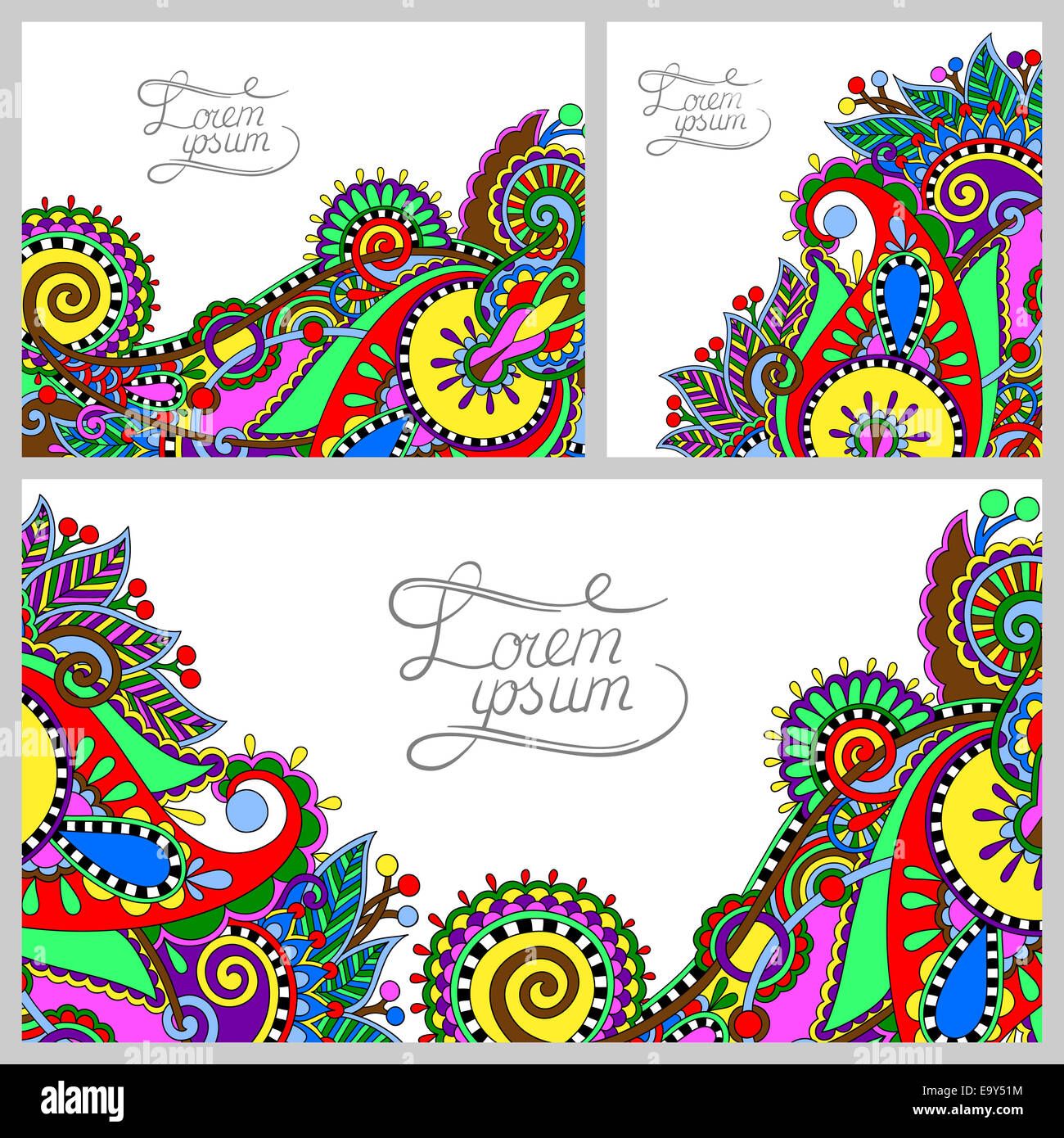 set of floral decorative background, template frame design Stock Photo ...