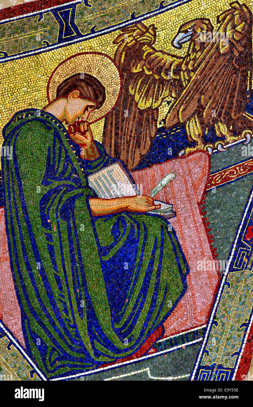 Glass mosaic depicting St. John, dome of Giggleswick School Chapel ...