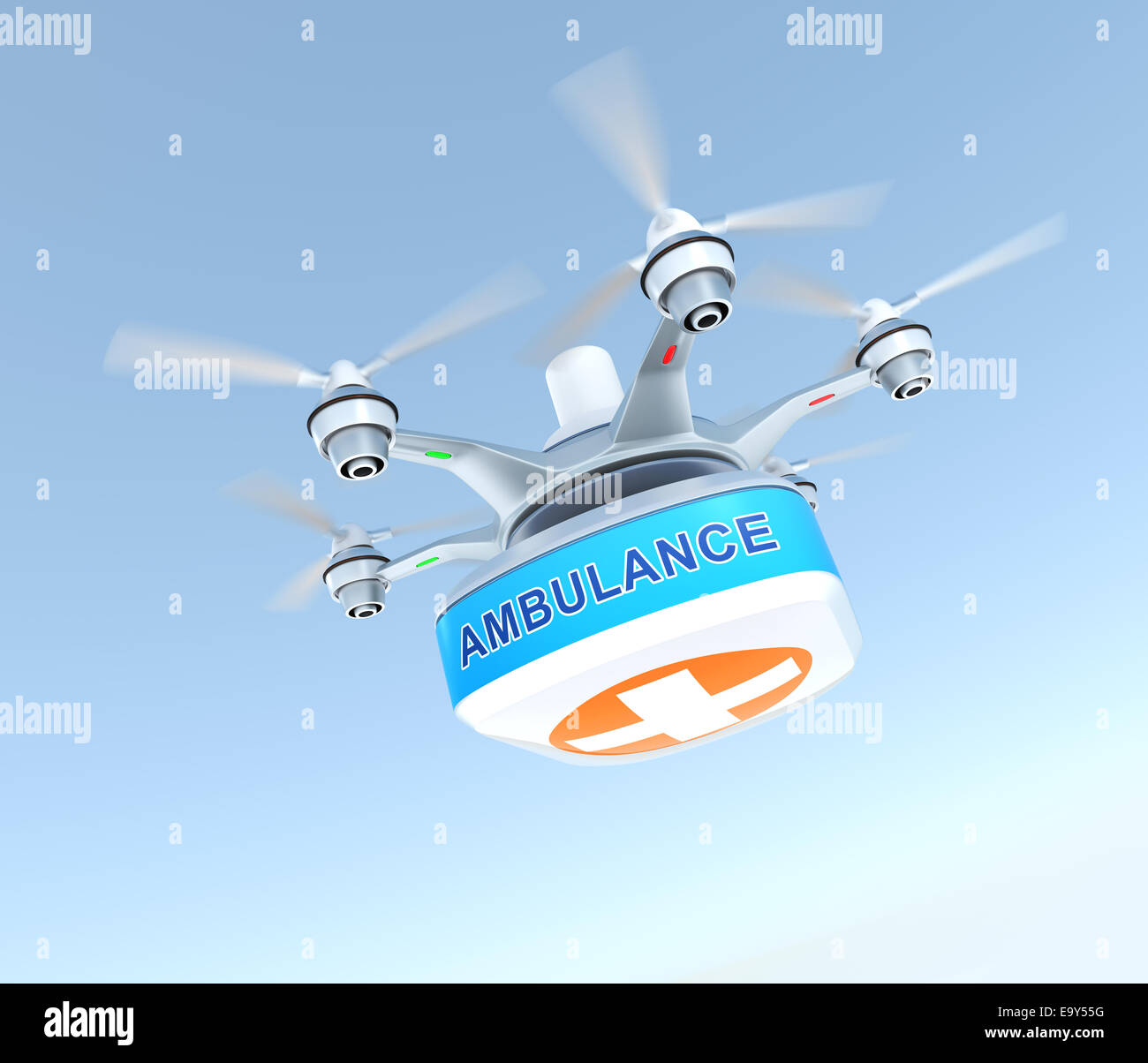 Drone carrying AED medical kit for emergency medical care concept Stock ...