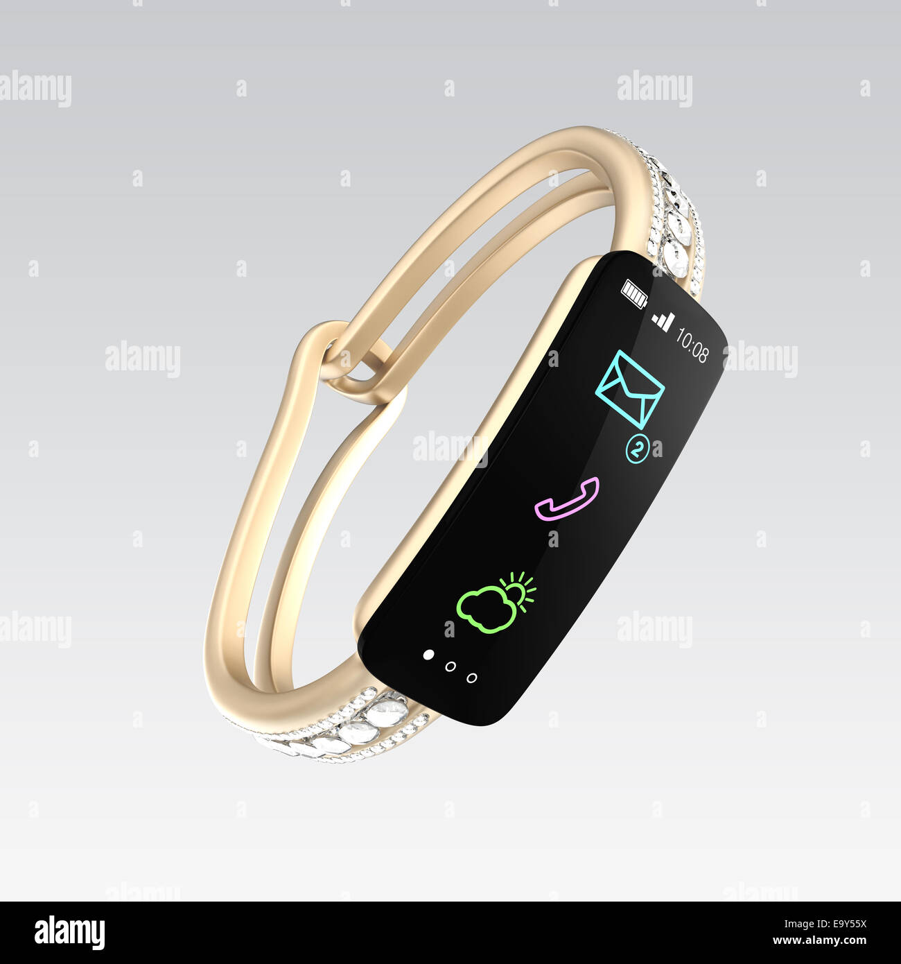 Beautiful diamond bracelet with smart information display Stock Photo ...