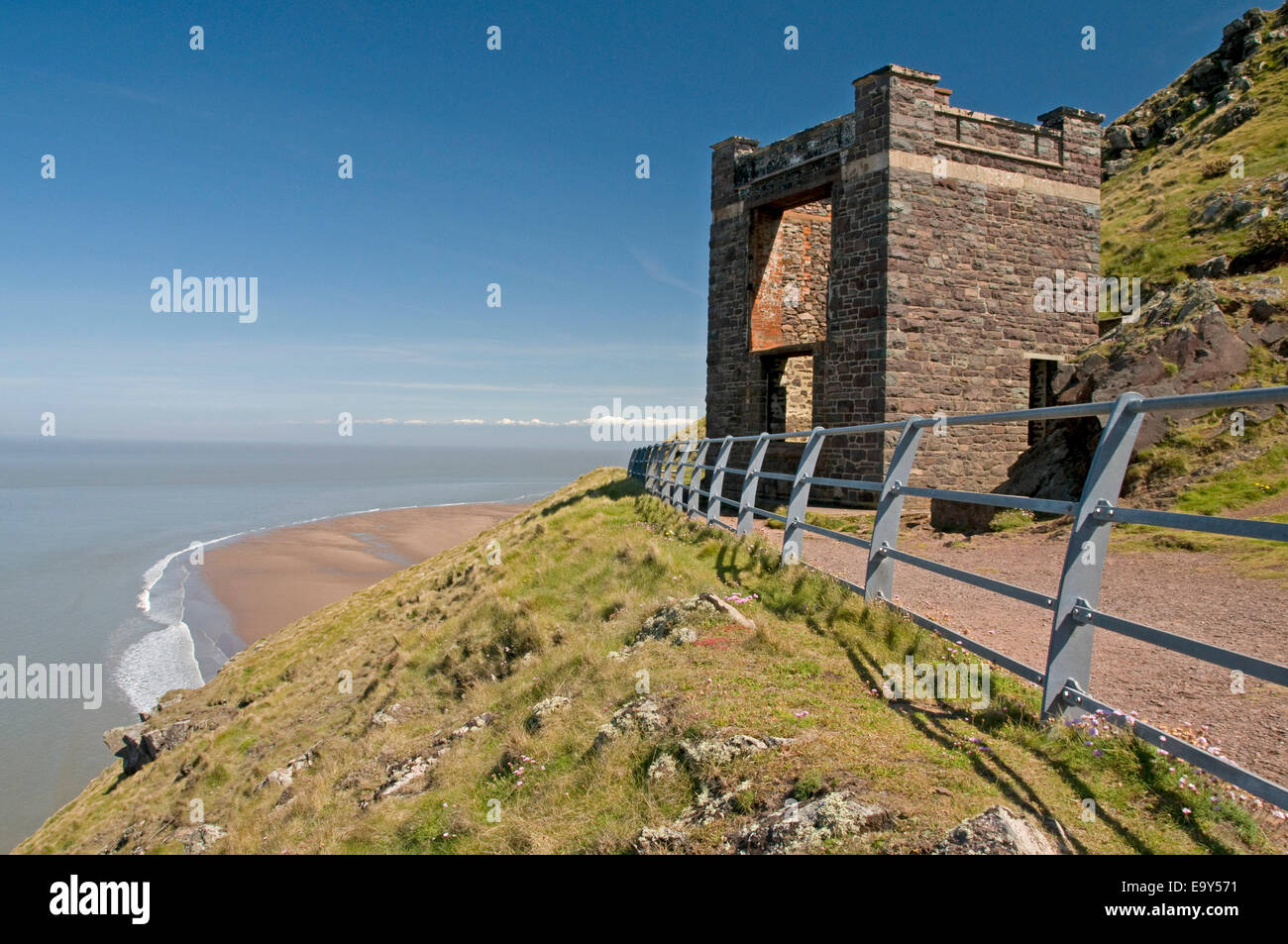 The disused coastguard building at Hurlstone Point near Porlock on the ...