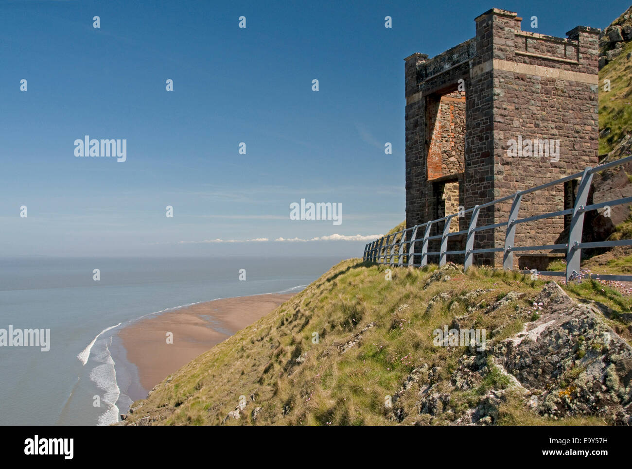 The disused coastguard building at Hurlstone Point near Porlock on the ...