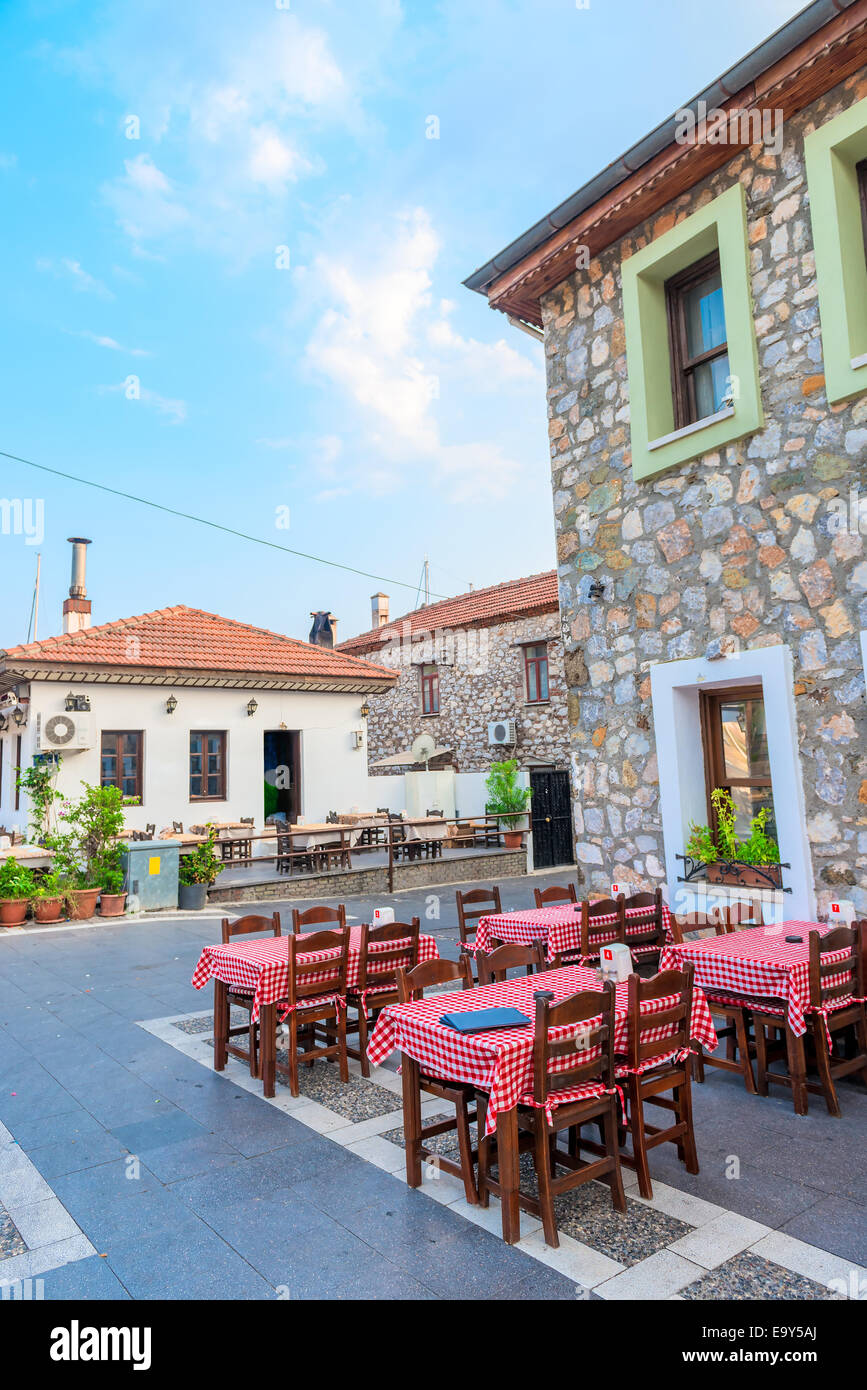 beautiful view of the European outdoor cafe in the old style Stock ...