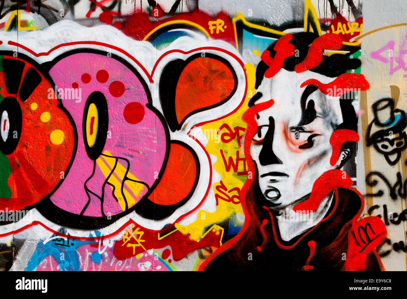 scary horror face Berlin Wall Graffiti Urban colour Stock Photo - Alamy