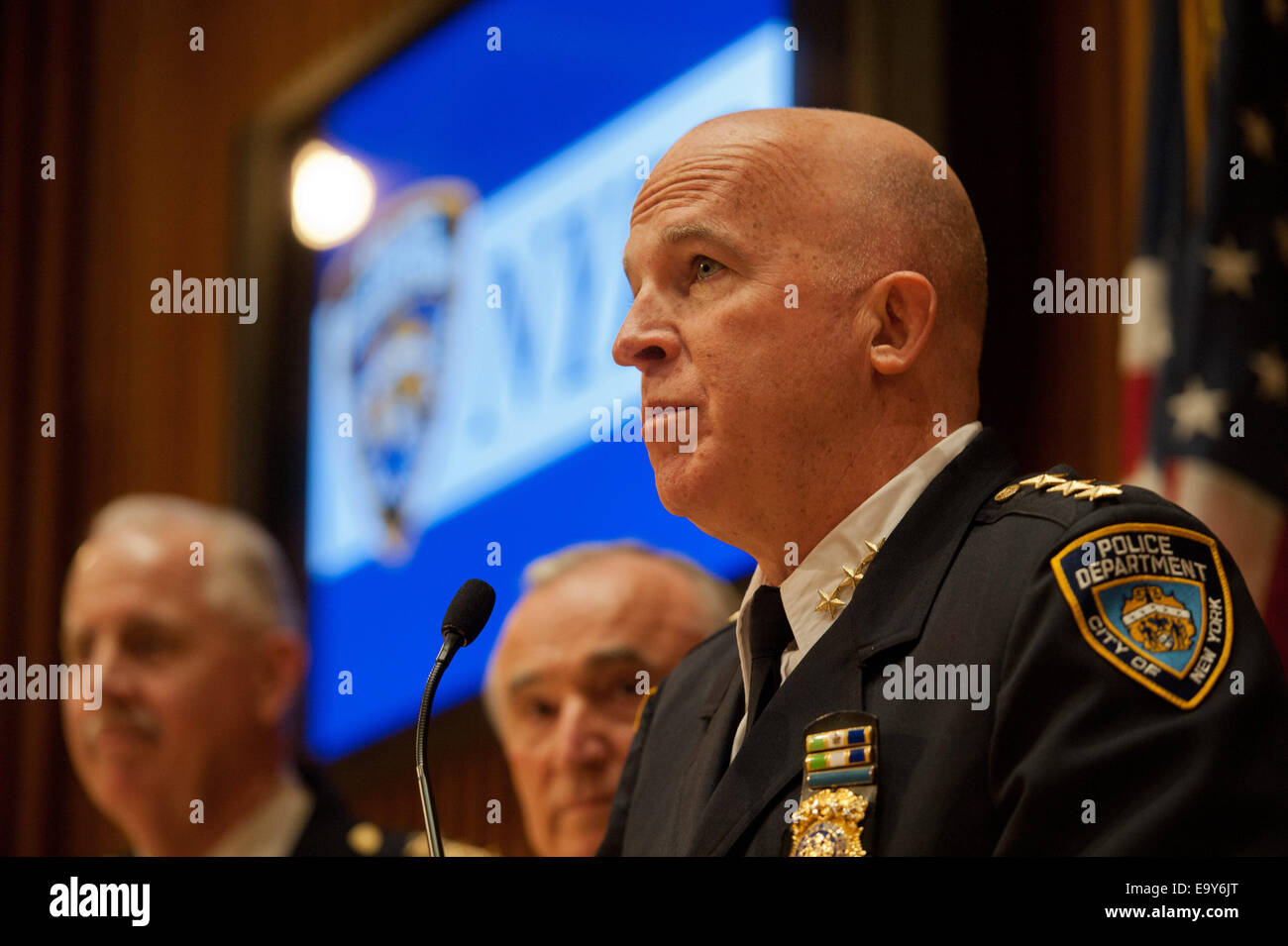 Nov. 3, 2014 - Manhattan, New York, U.S. - Police Commissioner WILLIAM BRATTON looks on as newly ...