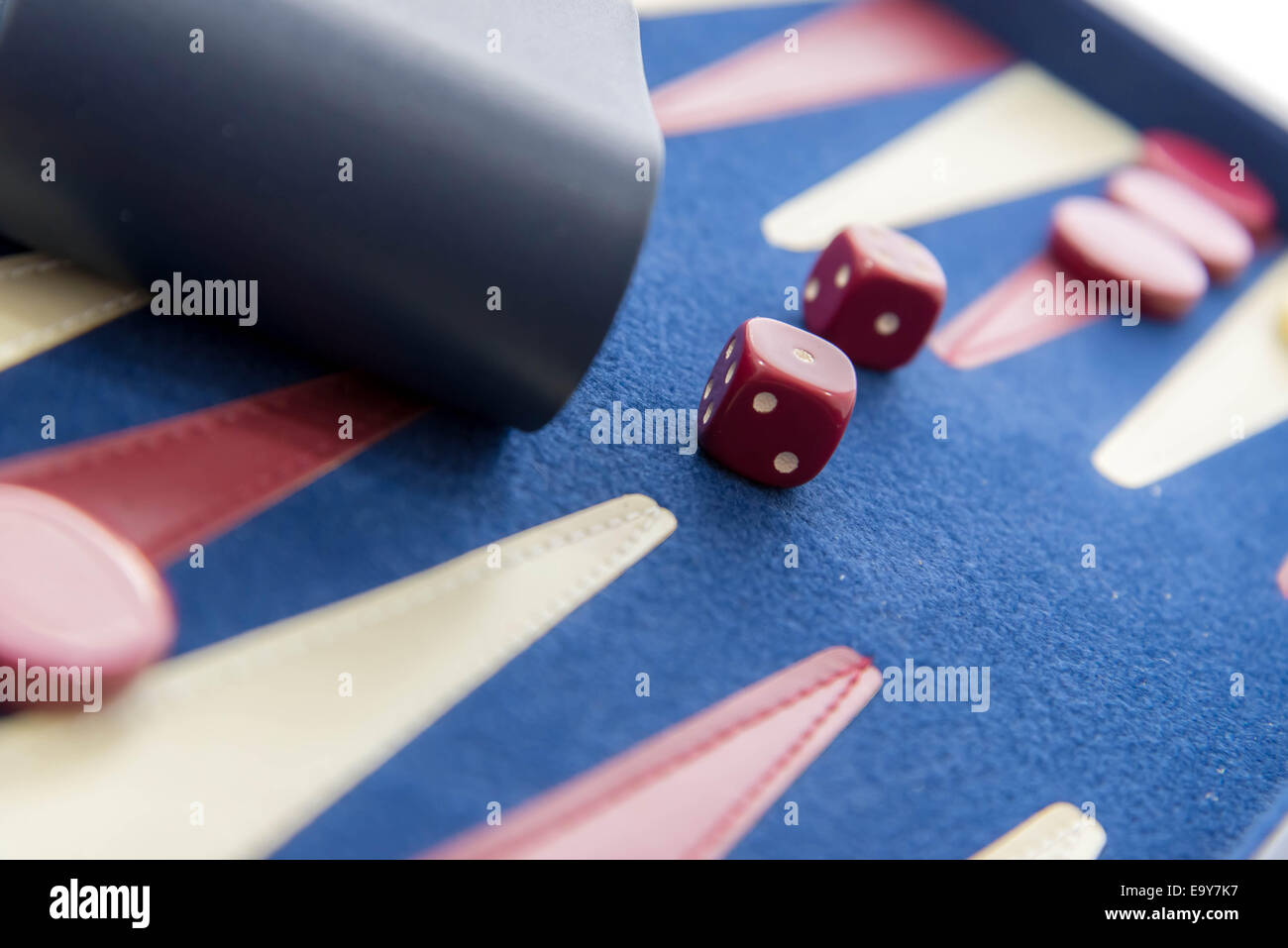 board games - red white and blue backgammon set in play Stock Photo - Alamy