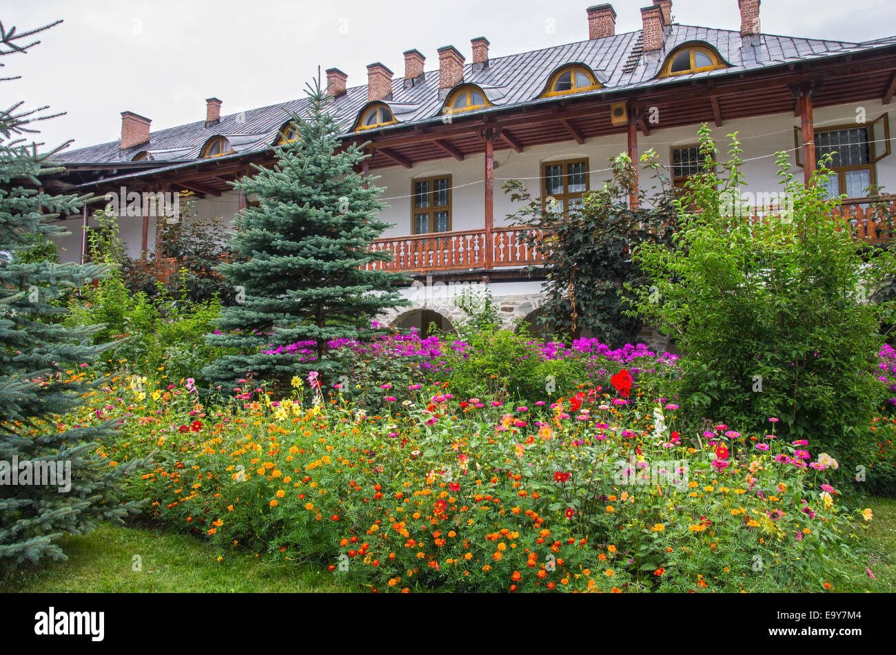 Monks house and garden at Sihastria monastery in Moldavia Stock Photo ...