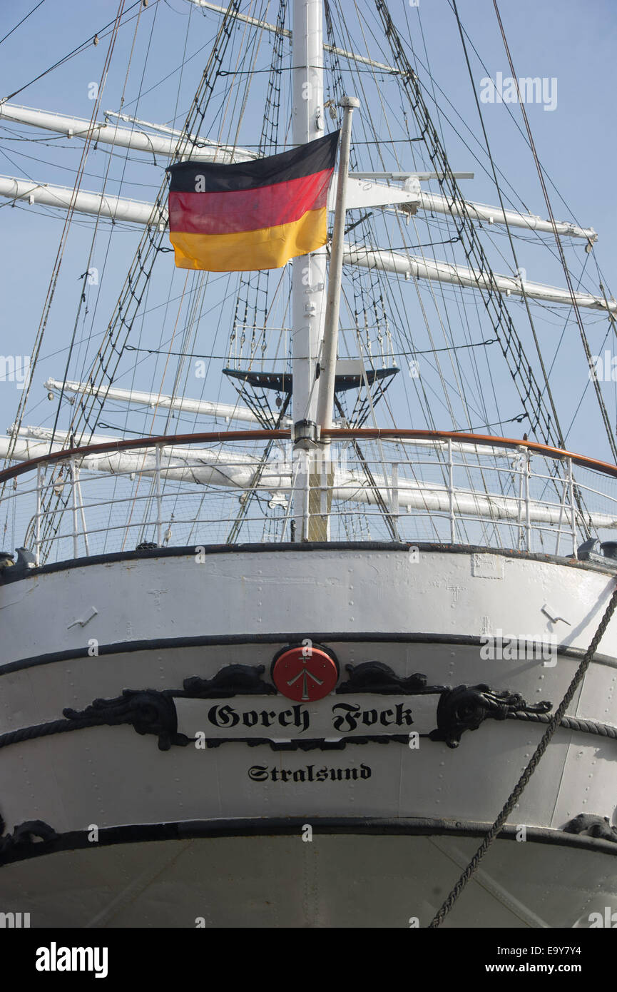 Stralsund, Germany. 04th Nov, 2014. The sailing ship Gorch Fock I is ...