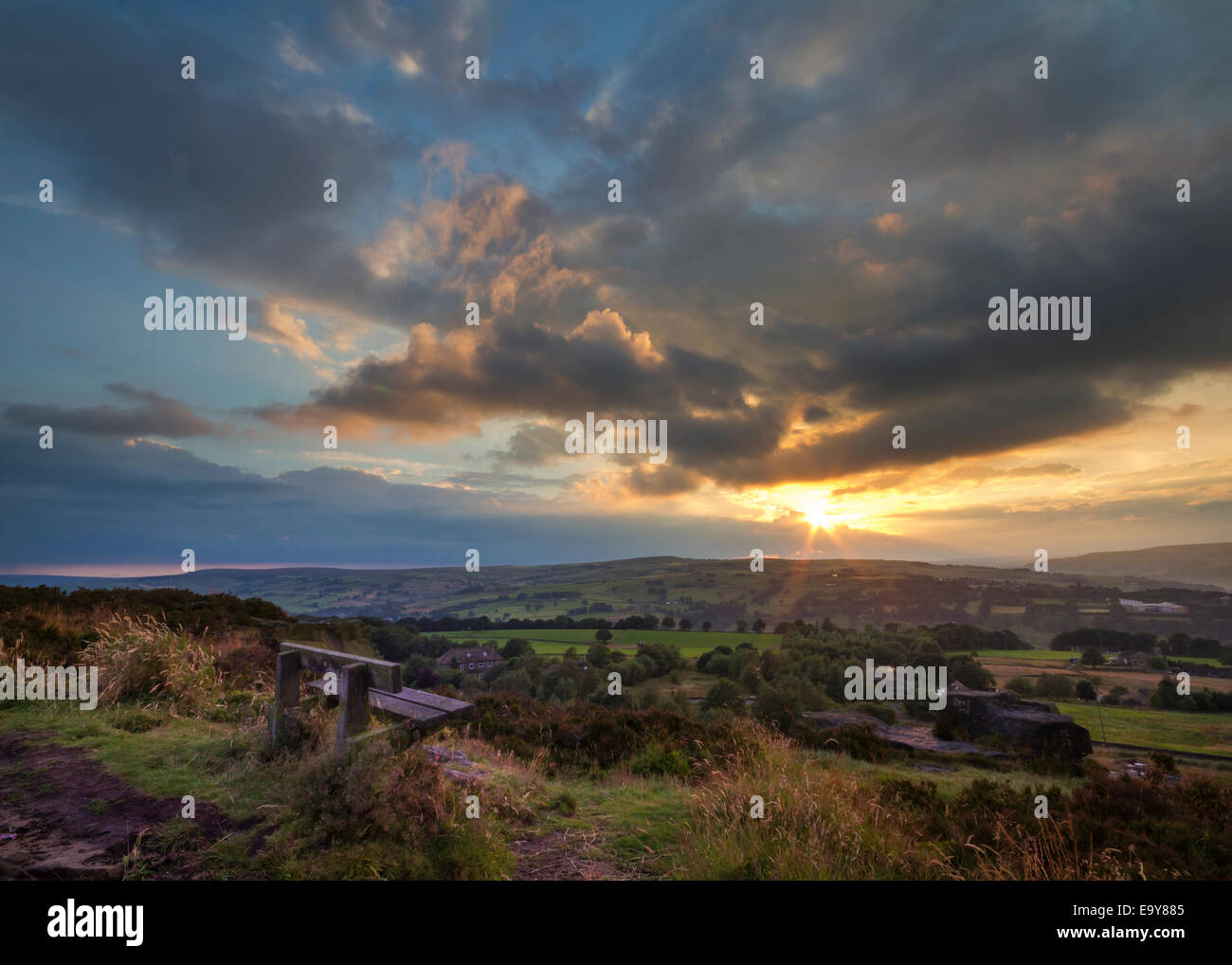 Sunset over Norland moor, Halifax , West Yorkshire Stock Photo - Alamy