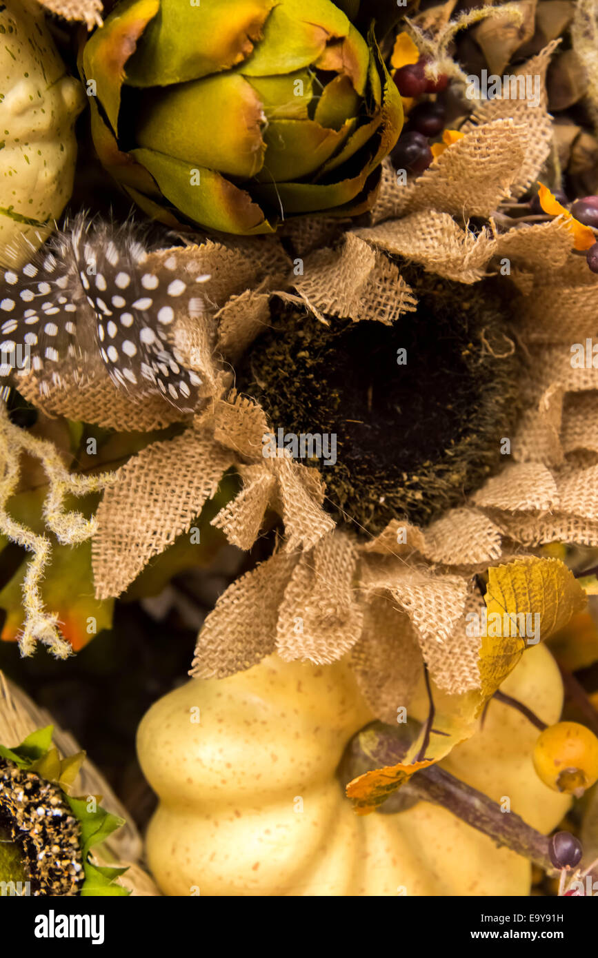 colorful fall decorations - pumpkins, leaves Stock Photo - Alamy