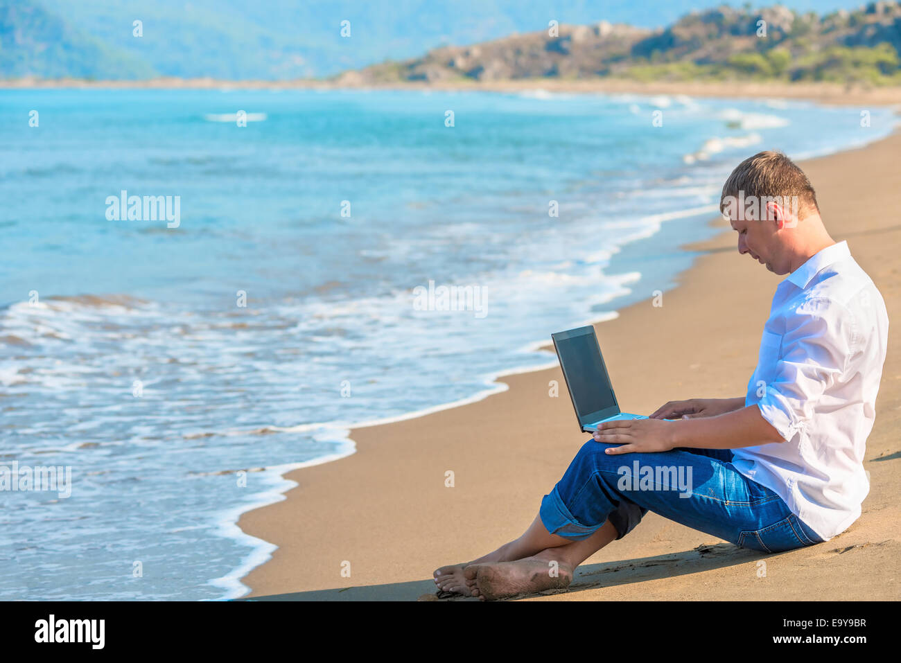 computer work in freedom out of the office Stock Photo - Alamy