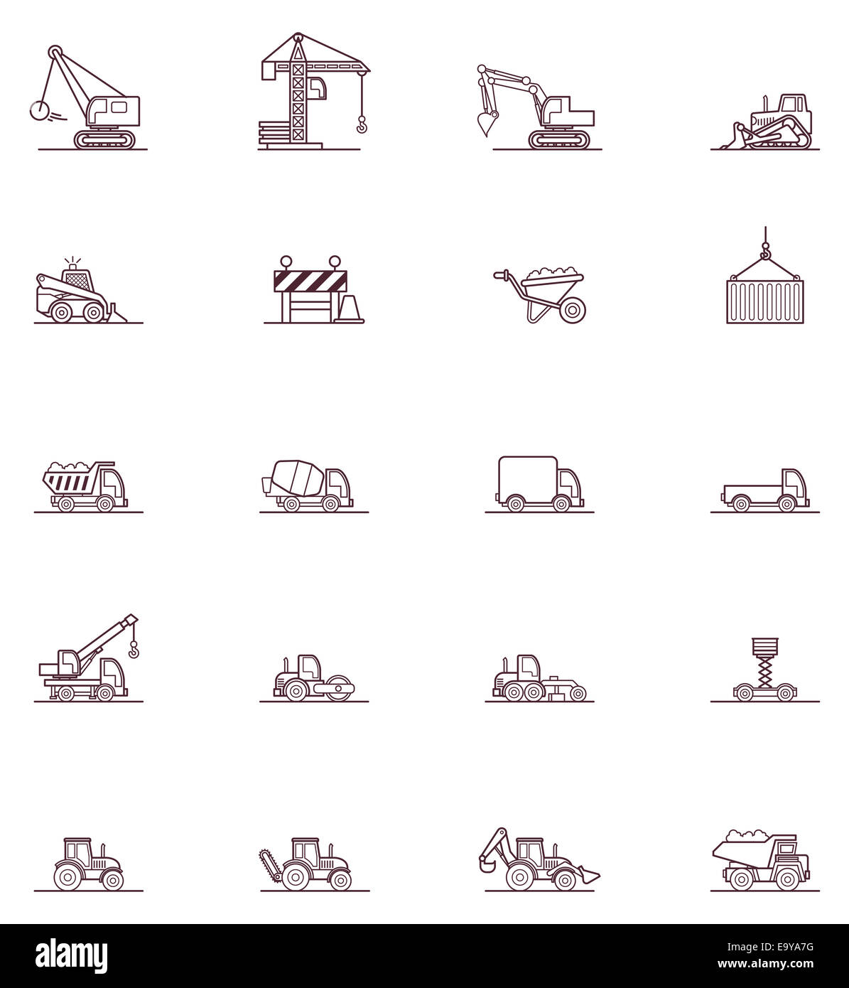 Construction machinery icon set Stock Photo - Alamy
