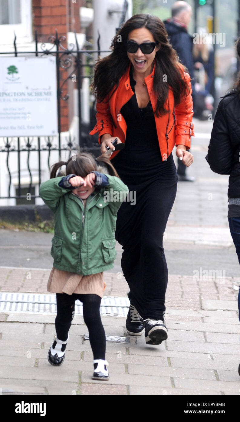 Myleene Klass out in London with her daughter Featuring: Myleene Klass ...